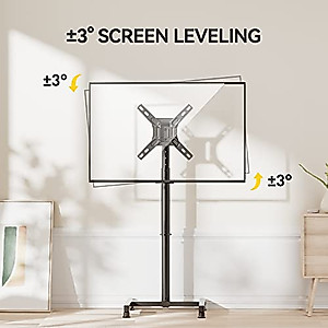 AM alphamount Floor TV Stand for 13-50 inch Flat & Curved TVs up to 44 lbs, Height Adjustable Monitor Floor Stand with Max VESA 200x200, Portable TV Mount Stand for Living Room, Bedroom, APFS01