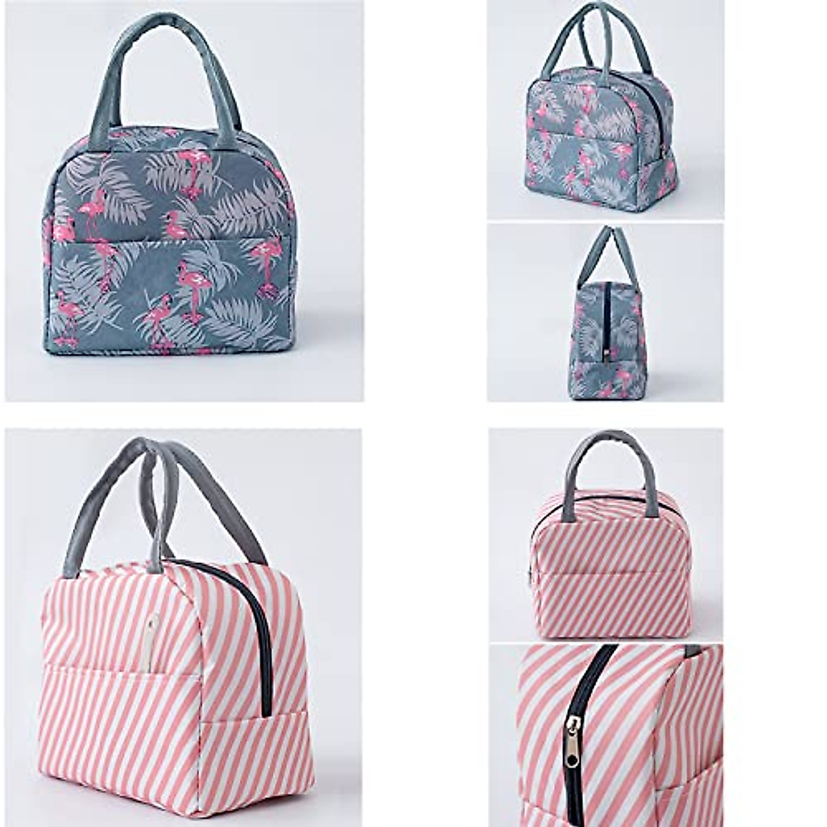 INVODA 4PCS Lunch Bag 4PCS Reusable Portable Lunch Bag Insulated Picnic Bag Cooler and Thermal Lunch Organizer for Work Picnic (4 Patterns)