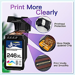 245XL 246XL Ink Cartridge for Canon PG-245XL CL-246XL InkSpirit High Yield Compatible with Canon Pixma MX492 MX490 MG2522 MG2520 MG2920 MG2922 TR4520 TR4522 TR4527 TS3100 TS3122 TS3300 Printers 2-Pack
