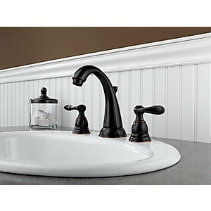 Delta Faucet Windemere Widespread Bathroom Faucet Oil Rubbed Bronze, Bathroom Faucet 3 Hole, Metal Drain Assembly, Oil Rubbed Bronze B3596LF-OB