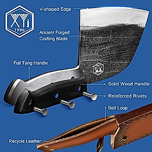 XYJ Full Tang 6.7 Inch Forging Butcher Knife 6.2 Inch Tactical Kitchen Knives 6 Inch Boning Knife With Leather Sheath For Meat Fish Vegetable Cutting Tools