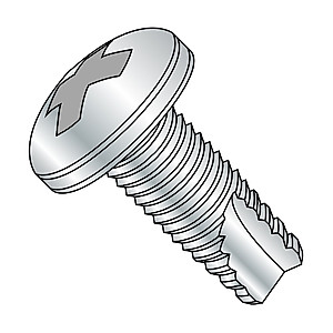 Small Parts 08043PP Steel Thread Cutting Screw, Zinc Plated Finish, Pan Head, Phillips Drive, Type 23, #8-32 Thread Size, 1/4" Length (Pack of 100)