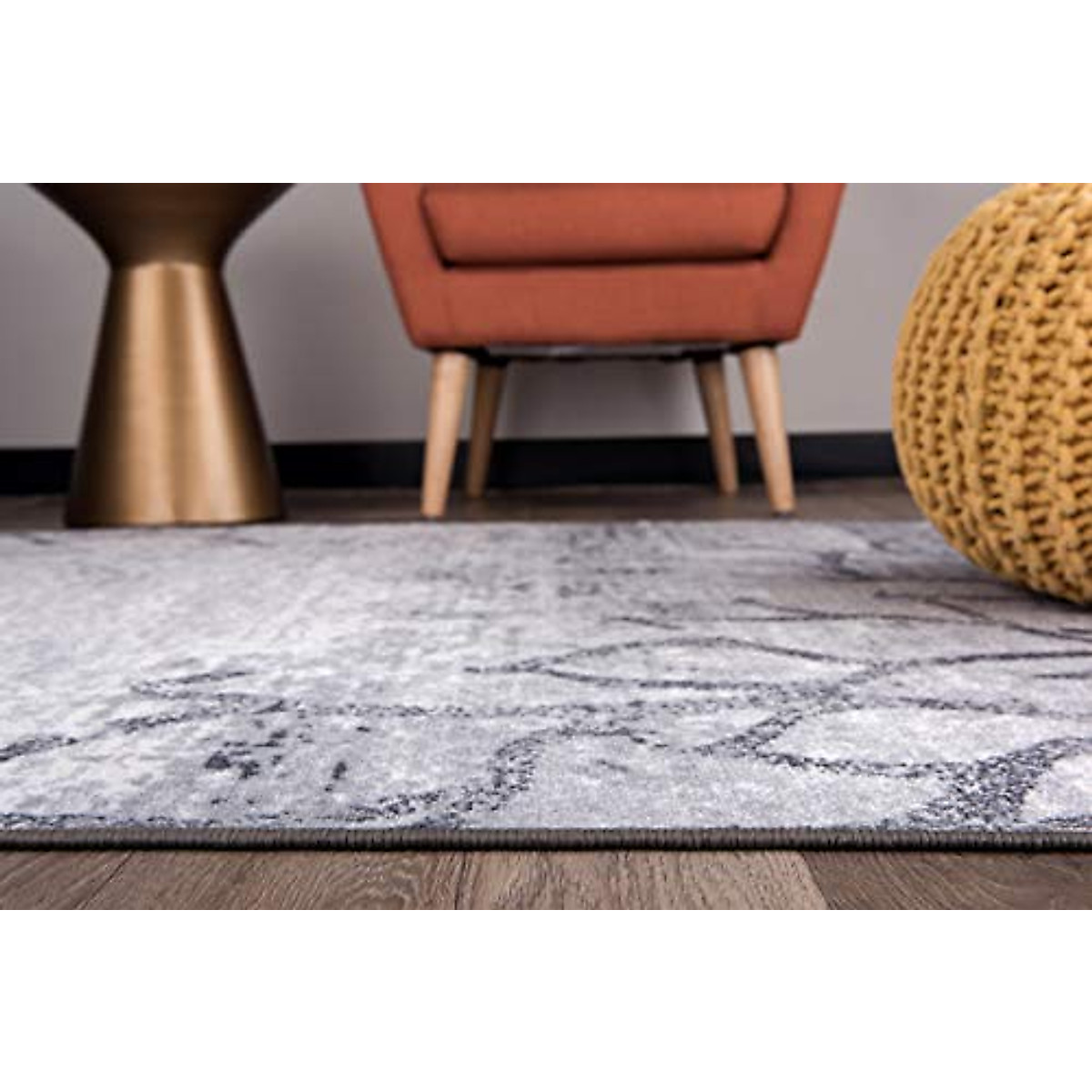 Rugshop Modern Floral Abstract Non Skid (Non Slip) Area Rug 7'10" x 10' Gray