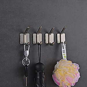 ousun Self Adhesive Wall Hooks Heavy Duty, Brushed Stainless Steel Towel Hook Coat Hook (4-Pack Hooks)