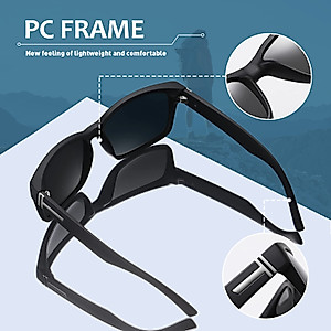 MEETSUN Wide Square Polarized Sunglasses for Men Women Classic Retro Sports Fishing Driving Sun Glasses UV400 (Matte Black Frame/Grey Lens)