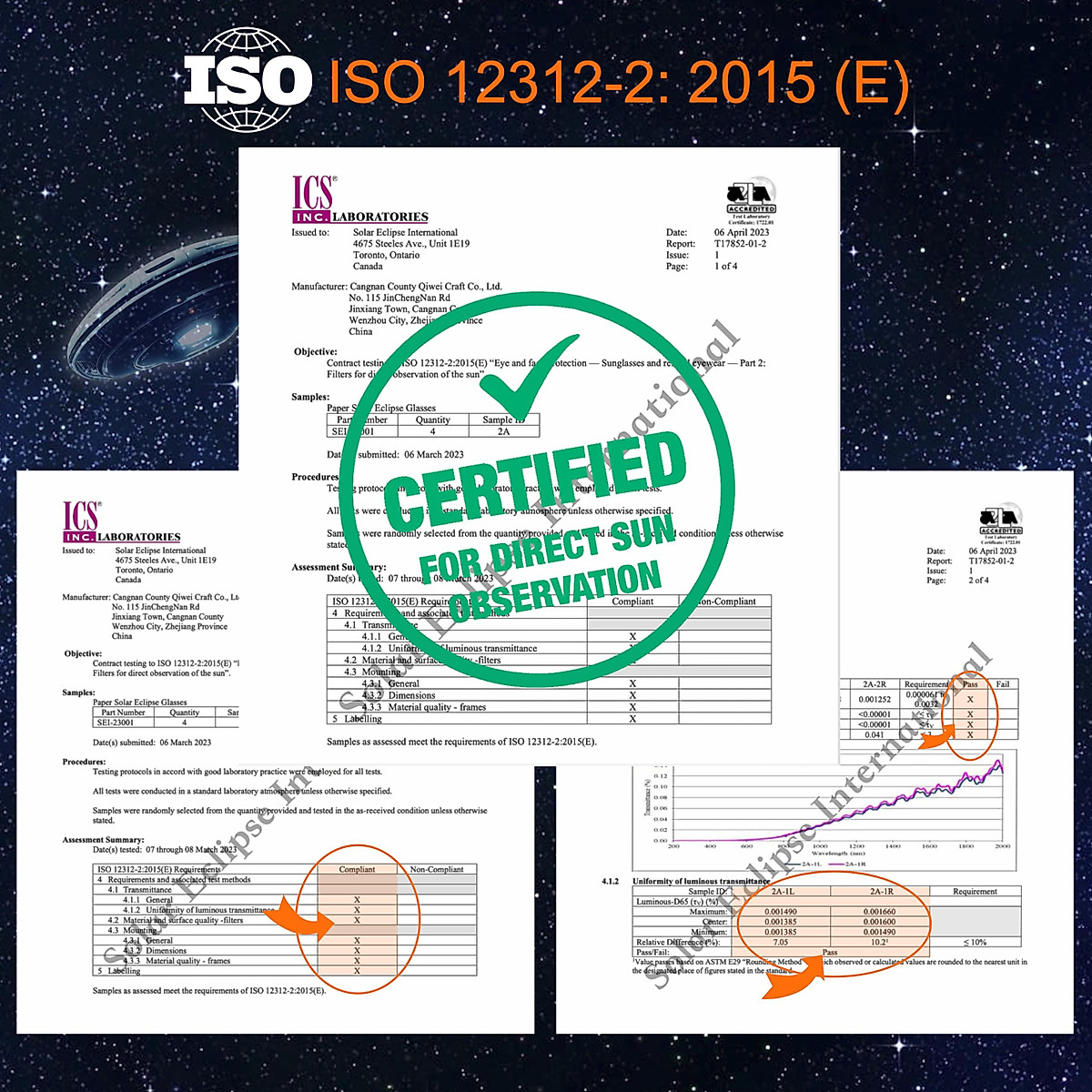 SEIC [12 Pack] Paper Solar Eclipse Glasses Approved 2024, Made by AAS Recognized Factory, CE and ISO Certified Eclipse Shade for Direct Sun Viewing