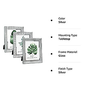 ZBEIVAN 8x10 Picture Frames 3-Pack Ornament Sparkling Glass Silver Glittery Mirrored Edge Vertical Horizontal Desk Tabletop Standing 10x8 Photo Frame