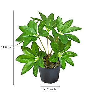 MRTIOO Mini Potted Artificial Potted Plants Fake Plastic Leaves Plants, Realistic Fake Plant with Plastic Pot, for Home Garden Office Store Kitchen Decor - with Flowerpot