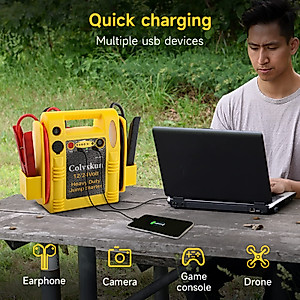 Colvxkun 2800/1400 Peak Amp 12V/24V Jump Starter,Can Start Trucks, excavators, transporters and Other Heavy Vehicles.Auto Battery Booster,Power Station with DC/USB Outputs,LED Work Light