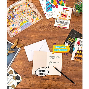 Aokisen 24 Unique Birthday Cards Bulk with Envelopes & Stickers, 4×6 inches Blank Happy Birthday Card Set, Pack of Birthday Cards for Kids, Men, Women (Style A)