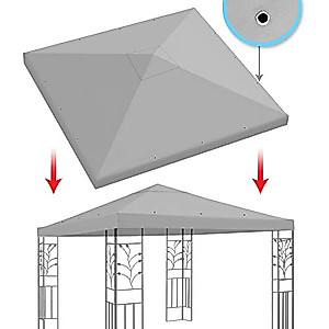 BenefitUSA G245-GREY Top Patio Pavilion Sunshade Polyester Single Tier Replacement Gazebo Canopy Cover, 10" L x 10" H, Grey