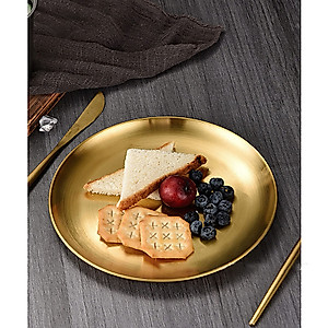 6 Pcs 5.5 Inch Circular Trinket Tray, Gold Stainless Steel, for Serving Trays Towel Storage Dish Plate Tea Fruit Trays Jewelry Plate Decorative Storage Tray (5.5 Inch, Gold)