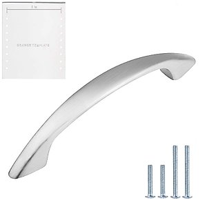 LIZAVO Brushed Satin Nickel Cabinet Pulls Curved Arched Kitchen Cabinet Handles Modern Hardware for Drawer Dresser- 3 inch (76mm) Hole Centers- 25 Pack