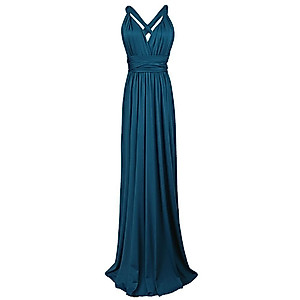 Sexyshine Women's Backless Gown Dress Multi-Way Wrap Halter Cocktail Dress Bandage Bridesmaid Long Dress(TE,XL)