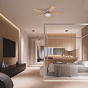 Prominence Home 80029-01 Alvina Led Globe Light Hugger/Low Profile Ceiling Fan, 42 inches, Satin Nickel