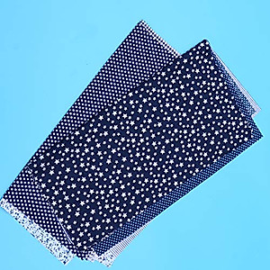 ABOOFAN Embroidery Fabric Floral Cotton Fabric Bundle Cotton Square Quilting Fabric Sewing Patchwork Cloths DIY Scrapbooking Crafts Supplies for Bag Wallet Purse (Navy) Quilted Fabric