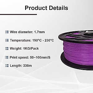 Everyglow Glow in The Dark 3D Printer Filament, 1.75mm PLA Filament Fits for Most FDM Printers 1KG (2.2 LBS) Spool Dimensional Accuracy +/- 0.03 mm (Glow Purple)