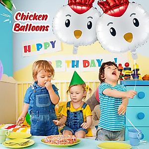 Libima 12 Pcs Chicken Balloons Aluminum Film Farm Animal Decorations Balloons Birthday Party Supplies BBQ Party Decorations Baby Shower Supplies Family Photo Booth Courtyard Decor (Cute Style)