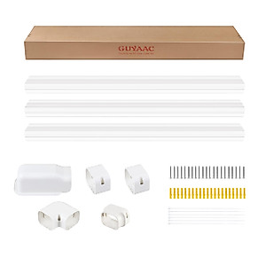 GUYAAC 11Ft Decorative PVC 4" Line Set Cover Kit 11Ft For Mini Split Air Conditioners And Central Air Conditoner&Heat Pumps Line Set Cover Kit