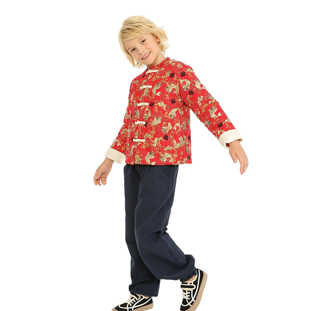 Mud Kingdom Baby Boys Tang Jacket Chinese New Year Traditional Retro Koi Red 18-24 Months