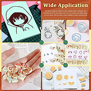 Keadic 12Pcs Soft Rubber Carving Blocks Kit, Comes with Linoleum Cutter Tools & 2 Inches Rubber Roller Brayer Rollers Glue Roller for Ink Paint Block Stamping, Printmaking Wallpaper and Arts & Crafts