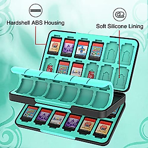 THELIFELICIOUS Switch Game Card Case for Nintendo Switch/Switch OLED/Switch Lite, Gradient Color Lining Games Card Holder with 48 Game Card Slots & 24 Micro SD Card Slots.