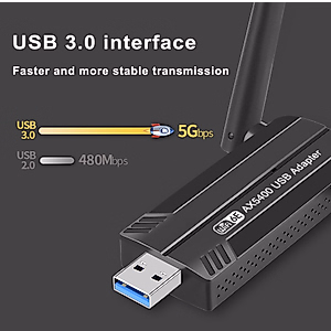 eppfun WF06E WiFi 6e 5400Mbps USB3.0 Adapter for PC/Desktop/Laptop, WiFi Stick Dongle with 2.4GHz/5GHz/6GHZ, Auto Driver, MU-MIMO, Low- Latency, Supports Win11/10