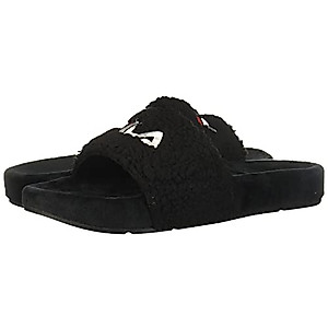 Fila Women's Fuzzy Slide Sandal, Black Red/White, 9