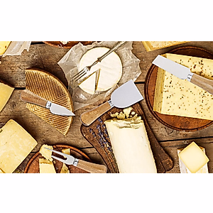 Linwnil Cheese Knives Set with Gift for Charcuterie Board Accessories Stainless Steel Knife with Wood Handle Cheese Slicer Cutter (Wood-4set)