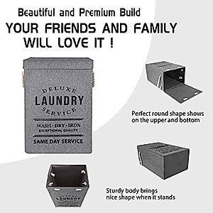 U Trip Laundry Basket with Lid, 85L Large Deluxe Laundry Baskets - Collapsible Foldable Laundry Hamper Canvas Storage Basket Bin for Clothes Washing Bedroom Organizer Toy Collection (Grey)