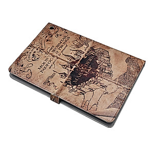 Case for Amazon Kindle Fire HD 8 & 8 Plus Tablet (12th/10th Generation, 2022/2020 Release), PU Leather Folding Stand Shell Shockproof Soft TPU Cover, Marauder's Map Vintage