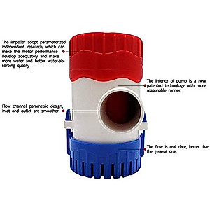 Submersible Boat Bilge Water Pump 12v 1100gph Non-Automatic Marine Electric Bilge Pump for Ponds, Pools, Spas Silent, Boat Caravan RV Submersible