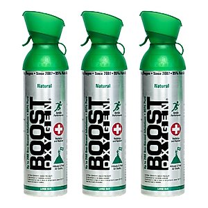 Boost Oxygen Large Natural 10 Liter Canister | Respiratory Support for Aerobic Recovery, Altitude, Performance and Health (3 Pack)