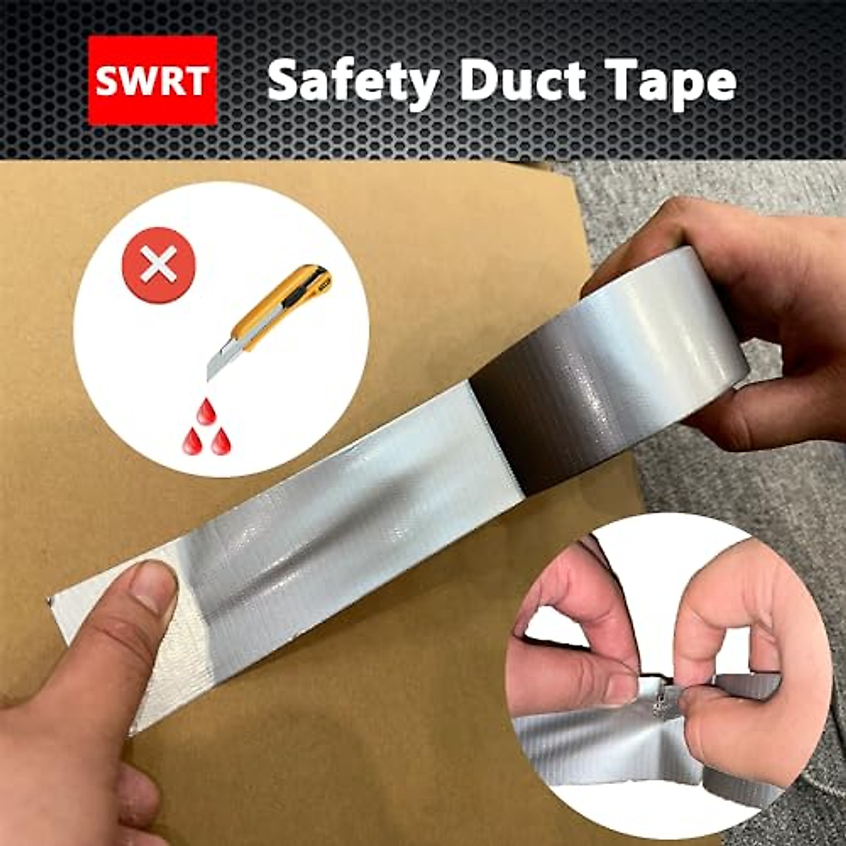 SWRT 2-Pack Silver Heavy Duty Duct Tape Strong Adhesive, 2Inch 180ft/60yd Duct Tape Heavy Duty Waterproof All Weather Gray Duct Tape No Residue Sealing & Patching for Indoor&Outdoor Repair