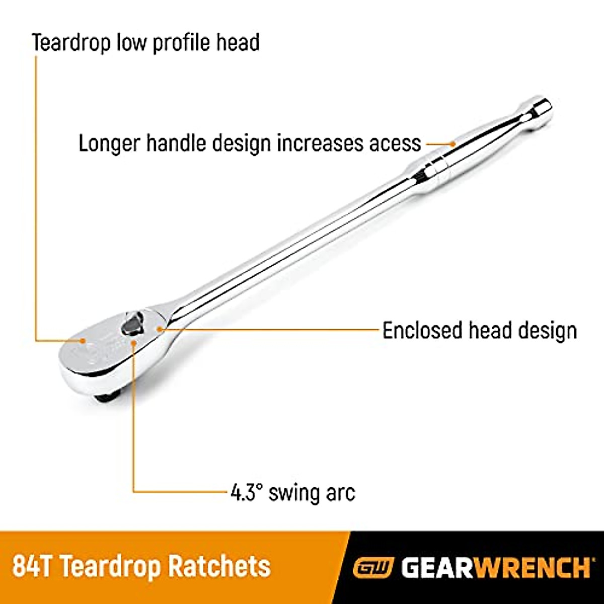 GEARWRENCH 3/8 Drive 84 Tooth Teardrop Ratchet 8-1/4" - 81211A-07