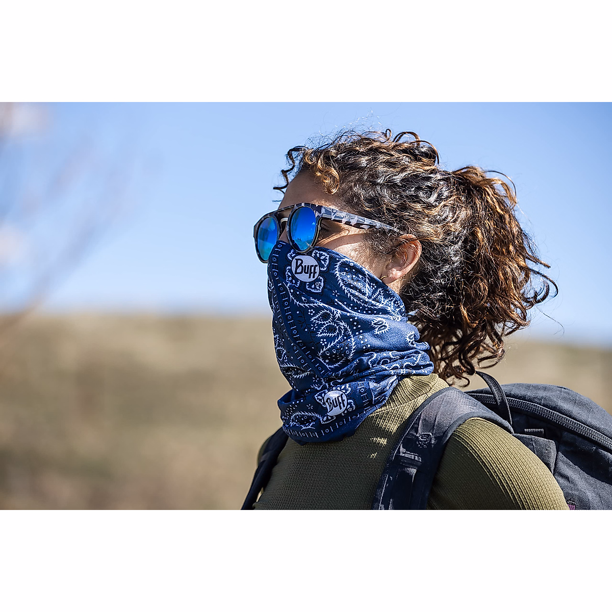 BUFF CoolNet UV XL Neck Gaiter, UPF 50 Sun Protection, Breathable, Cooling Bandana, Versatile, Quick Dry Face Mask, Santana Navy, X-Large