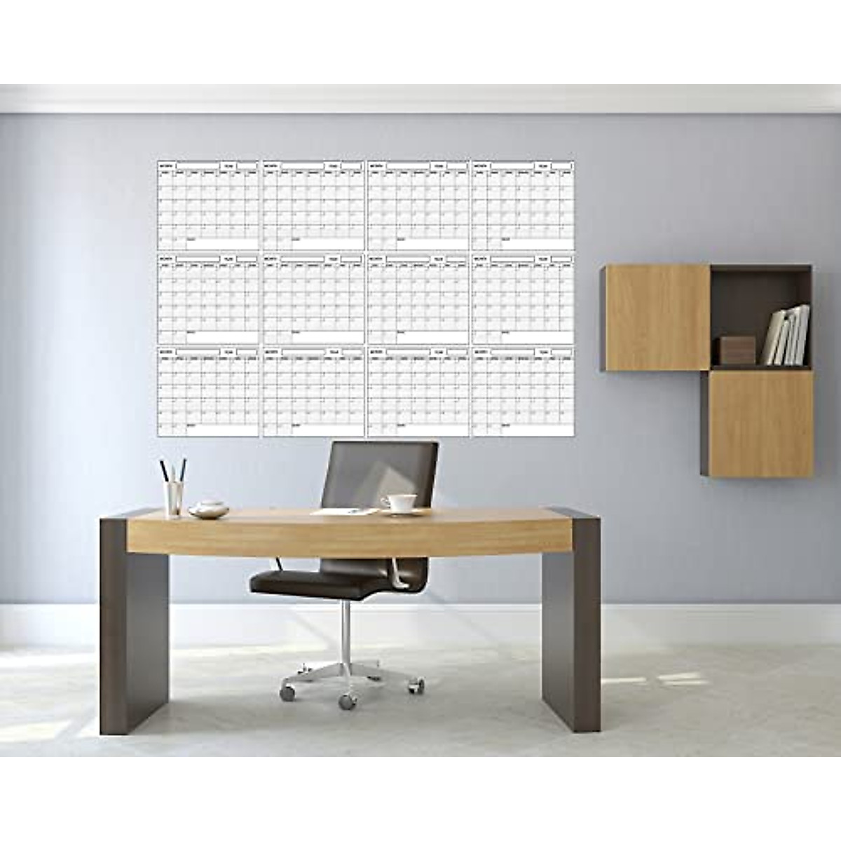 SwiftGlimpse 36x48 Large Jumbo Oversized Erasable Laminated Blank Annual Yearly Wall Calendar Poster, 12 Months, Reusable for Office, Academic, Home