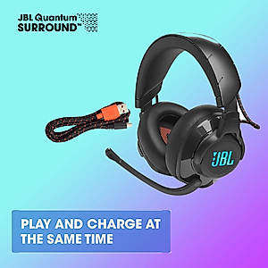 JBL Quantum 610 Wireless - Wireless Over-Ear Gaming Headset, QuantumSURROUND, 2.4GHz Wireless, 40 Hours of Wireless Battery Life, Game-Chat dial, flip-up Boom Microphone (Black)