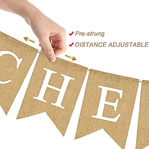 Jute Burlap Cheers To 50 Years Banner 50th Birthday Party 50th Wedding Anniversary Bunting Garland Decoration