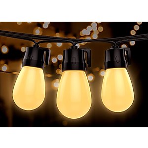 Famiatm 49 FT Outdoor String Lights, Shatterproof Remote Patio Lights with 7 Dimmable Warm Yellow LED Bulbs, IP65 Waterproof Outdoor LED Lights for Backyard Porch Cafe Party Wedding Garden