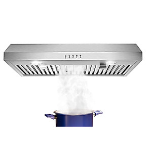 SNDOAS Under Cabinet Range Hood 30 Inch with 3 Way Venting,Stainless Steel Range Hood w/Baffle Filters,Ductless Range Hood 500 CFM,Kitchen Vent Hood,Under Cabinet Hood,3 Speed Exhaust Fan