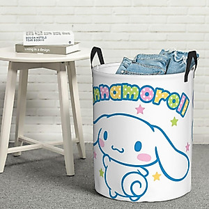 YangYuFaQQ Cartoon Dog C-innamoroll Storage Basket Circular Hamper with Handle Foldable Laundry Basket for Bedroom Bathroom Living Room Small