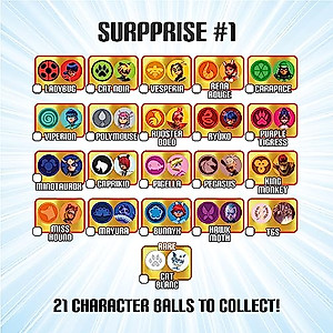 Miraculous Ladybug, 4-1 Surprise Miraball, Toys for Kids with Collectible Character Metal Ball, Kwami Plush, Glittery Stickers and White Ribbon (Wyncor)