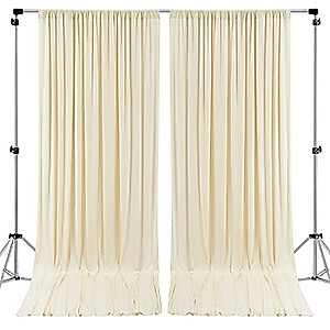 10 ft x 10 ft Wrinkle Free Champagne Backdrop Curtain Panels, Polyester Photography Backdrop Drapes, Wedding Party Home Decoration Supplies