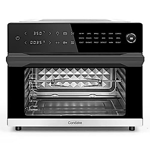 Condake 32QT Large Air Fryer Oven Toaster Oven Combo with Rotisserie 18-in-1 Convection Oven Countertop LED Touch and Knob Design Digital Oven for Bake Broil Pizza Roast Toast Dehydrate,1800W,Stainless Steel,ETL certified