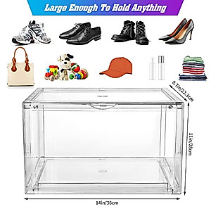 XGGJWW Shoe Storage Boxes 6 Pack x 25Qt Display Case with Magnetic Door, Clear Stackable Organizer Storage Bins for for Closet, Foldable Shoe Rack for Sneakers, High Heels, Boots