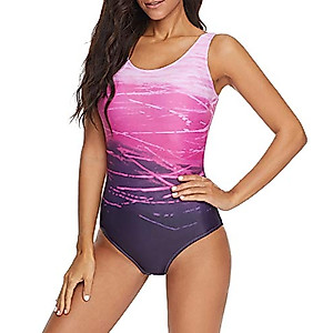 Women's One Piece Swimsuits for Women Athletic Training Swimsuits Swimwear Racerback Bathing Suits for Women Purple Large (fits like US 10-12)