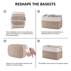 SIXDOVE 4 Pack Storage Baskets for Organizing, Woven Baskets for Shelves - Perfect for Toys, Books, Towels, and Clothes, Durable Gift Basket Bins Toy Storage, 12.7''Lx9''Wx7.8''H, Brown & White