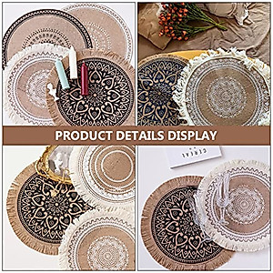 VOSAREA Desk Decor Desk Decor Decorative Place Mat 1Pc Jute Table Mat Stylish Cup Mat Photo Prop Household Linen Cloth Table Mat Round Placemat Rustic Home Decor Rustic Home Decor