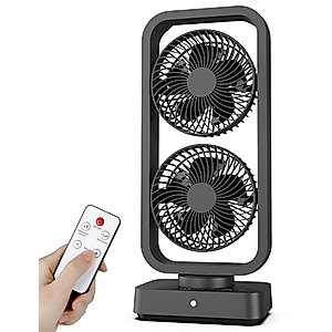 10000mAh Battery Operated Fan, 16 Inch Table Fan with Remote, Oscillation Tower Fan Portable Rechargeable, Desk Fans Small Quiet, 270° Oscillation, 3-Speeds for Camping Travel Outdoor Bedroom Office